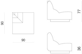Prostoria designové sedačky Layout Sofa Outercorner Seat M