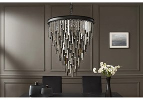 Massive home | Lustr CRYSTAL 50cm železné černé skleněné hranoly šedé