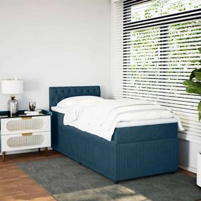 Box spring postel s matrací modrá 90 x 190 cm samet 3287624