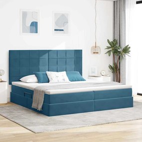 Postel s úložným prostorem a matrací Tmavě modrá 200 x 200 cm 3372055