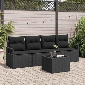 Set pohovek 5 ks 4-Počet míst Černá polyratan 3354922
