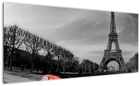 Trabant u Eiffelovy věže - obraz na stěnu (100x40cm)