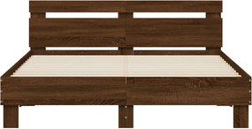 Rám postele s čelem a LED osvětlením hnědý dub 150 x 200 cm 3207545