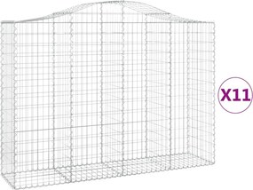Klenuté gabionové koše 11ks 200x50x140/160cm pozinkované železo 3145691