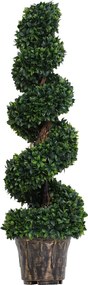 Umělý spirálový buxus Outsunny (Ø32cm x 120cm), Zelená dekorace pro interiér a exteriér, vč. květináče