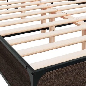 Rám postele hnědý dub 120 x 200 cm kompozitní dřevo a kov 3280041