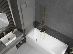 Mexen Next, vanová zástěna 1-křídlová 50 x 150 cm, fixní křídlo, 6 mm námraza sklo, zlatý profil, 895-050-000-00-30-50