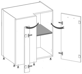 INFINITY b | dolní skříňka 14D P | 70x100 cm | artisan/bílá lesk