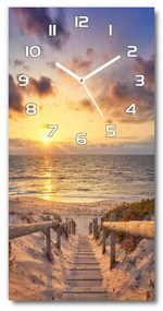 Wallmuralia Nástěnné hodiny tiché Stezka na pláž 30x60 cm