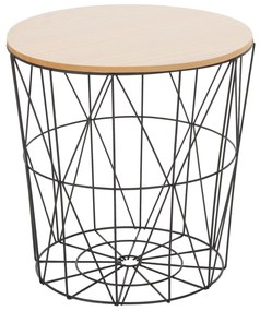 Tutumi, drátěný kávový stolek 30x30x31cm, velikost S, černá-hnědá, KRZ-08603