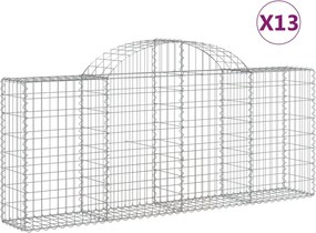 Klenuté gabionové koše 13ks 200x30x80/100 cm pozinkované železo 3146100