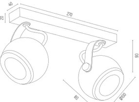 Argon 7039 - Bodové svítidlo KOS PLUS 2xGU10/5W/230V černá/zlatá