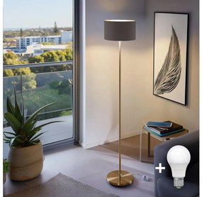 LED Stojací lampa TUNJA 1xE27/20W/230V pr. 30 cm zlatá/hnědá