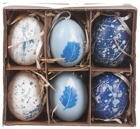 Malovaná vajíčka, dekor s glitry, pravá slepičí. Cena za 6 ks v krabičce VEL6019