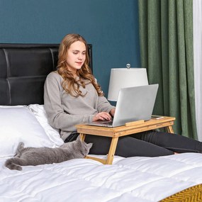 Bambusový stůl na laptop, výškově nastavitelný skládací držák na laptop