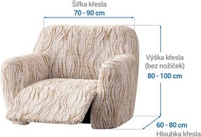 Bielastické potahy UNIVERSO NOVÉ žíhané béžové relaxační křeslo (š. 70 - 90 cm)