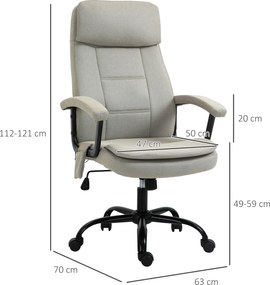 Kancelářská židle Vinsetto s masážní funkcí ergonomická výškově nastavitelná kancelářská židle s houpací funkcí béžová pro pohodlí v domácí kanceláři…