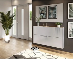Krémový výklopný/závěsný botník v dekoru dubu 140x83x18 cm Ameca – Germania