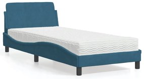 Postel s matrací Dover modrá 90 x 190 cm samet 3208315
