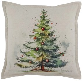 Béžový povlak na polštář s vánočním stromkem Aix - 50*50 cm