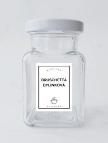 Samolepka na kořenky BRUSCHETTA BYLINKOVÁ bílá 3 × 4 cm tučné písmo