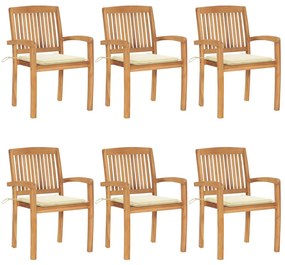 Stohovatelné zahradní židle s poduškami 6 ks masivní teak 3073227