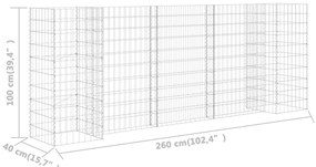 vidaXL Marketos Gabionový truhlík ve tvaru písmene H ocelový drát 260x40x100 cm