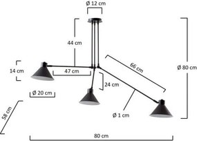 Černé stropní svítidlo 80x80 cm Dione – Kave Home