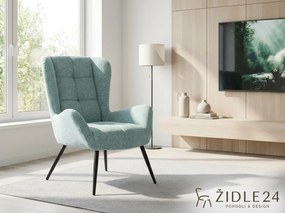 Relaxační křeslo ušák LIKAM - modrá látka