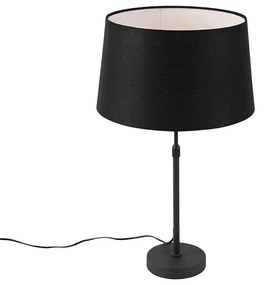 Stolní lampa černá s odstínem černého lnu 35 cm nastavitelná - Parte