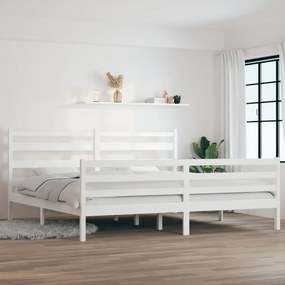 Rám postele masivní borovice 200 x 200 cm bílý,  3103734 HangarStore.cz