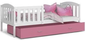 Dětská postel KUBU P 200x90 cm BÍLÁ-RŮŽOVÁ