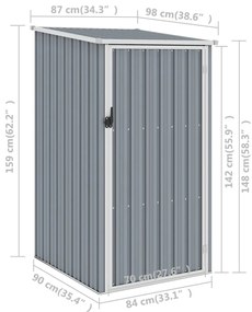 vidaXL Marketos Zahradní přístřešek šedý 87 x 98 x 159 cm pozinkovaná ocel
