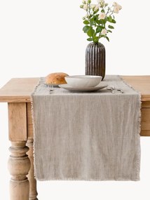 Ručně vyrobený běhoun na stůl's třásněmi Natural