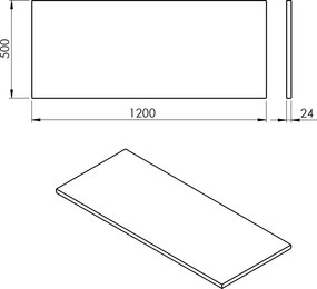 Sapho PLATO deska Rockstone 1200 x 24 x 500 mm bílá mat PL120-0101