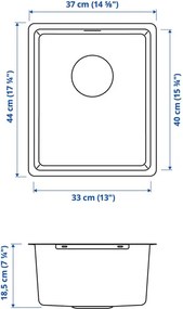 VRESJÖN Vestavný dřez, nerezavějící ocel, 37x44 cm