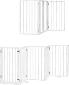 Zábrana pro psy s dvířky skládací 9 panelů bílá 450 cm topol 3155538
