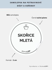 Samolepka na kořenky SKOŘICE MLETÁ bílá 5 cm tučné písmo
