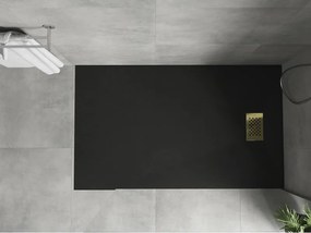 Mexen Hugo, obdélníková sprchová vanička SMC 150 x 90 cm, černá, zlatá krytka, 42709015-G