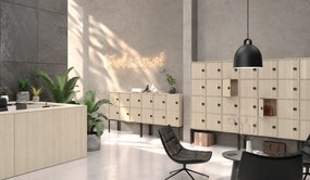 Kancelářská skříň FRAME, 8x dveře, 872 x 450 x 1735 mm, kódový zámek, dub přírodní