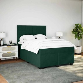 Box spring postel s matrací tmavě zelená 140x200 cm samet 3290933