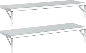 Nástěnné police 2 ks 100 x 30 cm stříbrné nerezová ocel 3214503
