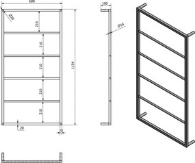 Sapho, SKA Nástěnný držák ručníků, 600x1150x100mm, bílá mat, SKA512