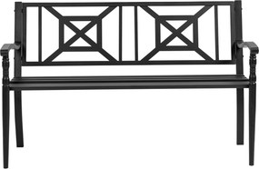 Outsunny Zahradní Lavice pro 2 Osoby, Venkovní Terasa, Vysoké Opěradlo, Dřevěné Sedáky, Pohodlné Opěrky Ruky, Ocelová Konstrukce 128 x 62,5 x 81,5 cm