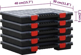Organizéry na součástky 5 ks 40 x 30 x 5 cm polypropylen 152096