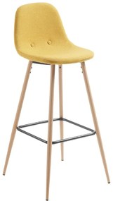 OnaDnes -20% Hořčicově žlutá látková barová židle Kave Home Nolite 75 cm