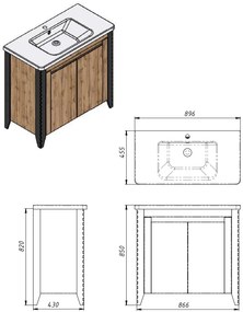 Kingsbath Queen 90 Wotan Oak koupelnová skříňka s umyvadlem