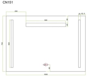 Mereo zrcadlo 100 x 70 cm s LED osvětlením CN151