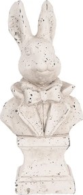 Bílá antik cementová busta králík - 11*8*24 cm