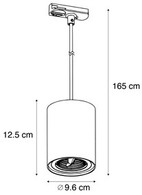Moderní závěsná lampa béžová s bílou pro 1fázový kolejnicový systém GU10 70mm - Iconic Holt